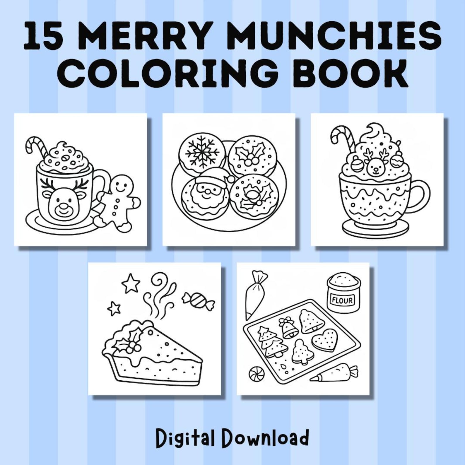 Cozy Christmas Coloring Book, Christmas Food Coloring Pages, Cozy ...