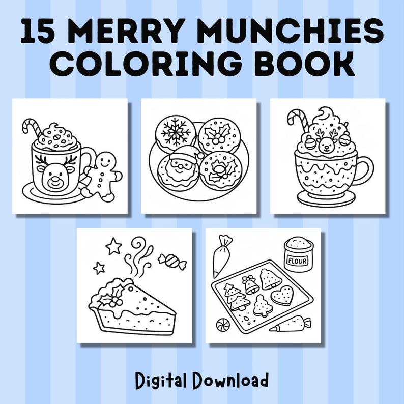 Cozy Christmas Coloring Book, Christmas Food Coloring Pages, Cozy ...