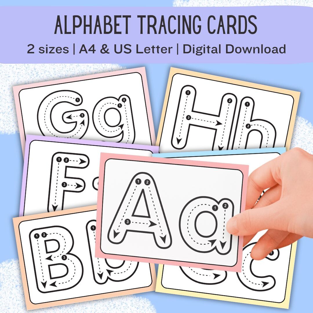 Alphabet Tracing Cards | Alphabet Tracing Flashcards | Letter Tracing ...