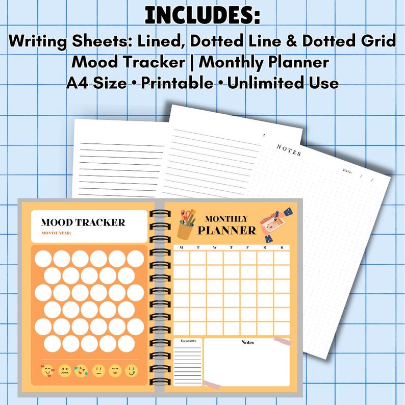 Groovy A4 Notebook Cover | 30 Designs | 3 Writing Paper Styles + Bonus ...