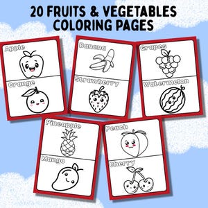 Fruits and Vegetables Coloring Book for Kids – Coloring Pages of Fruits ...