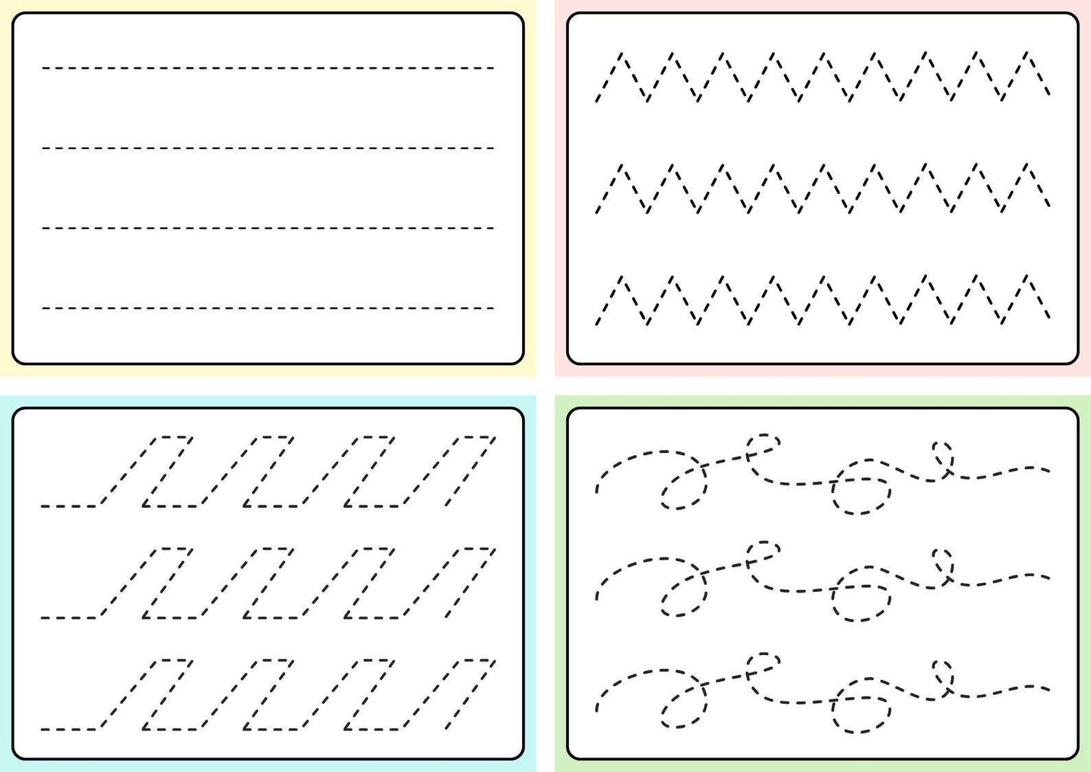 Preschool Line Tracing Cards, Kindergarten Tracing Practice, 30 ...