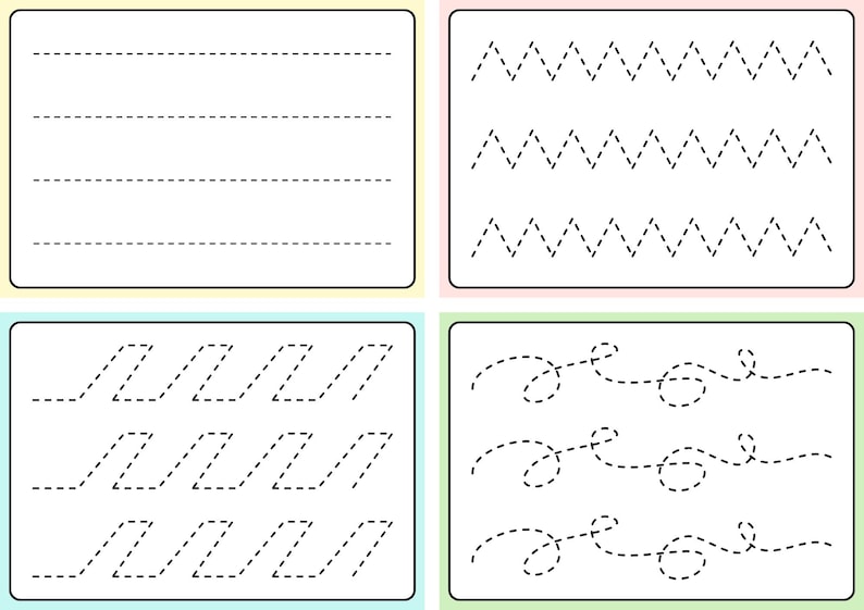 Preschool Line Tracing Cards, Kindergarten Tracing Practice, 30 ...