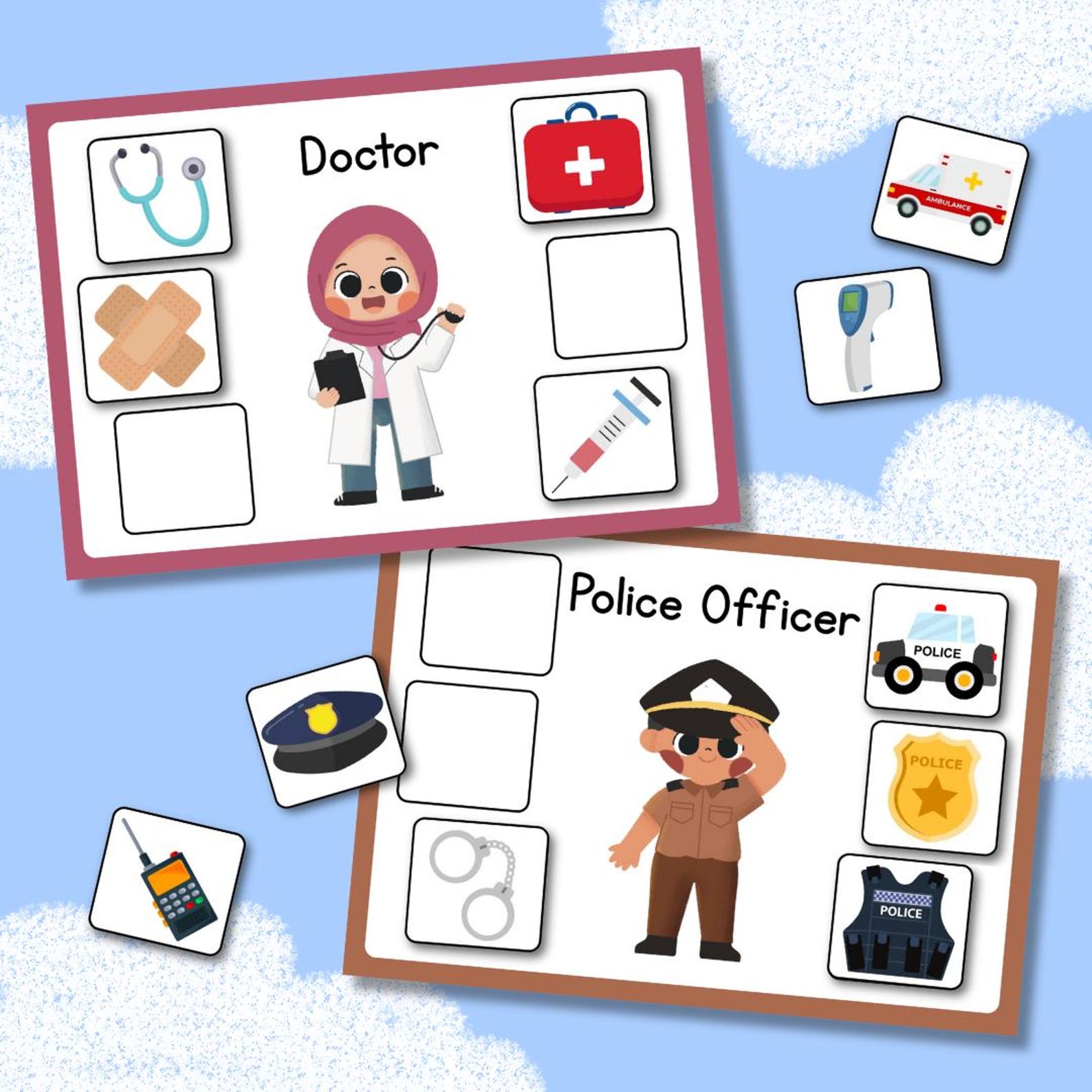 Community Helpers Preschool Matching Activity, Professions Printable ...