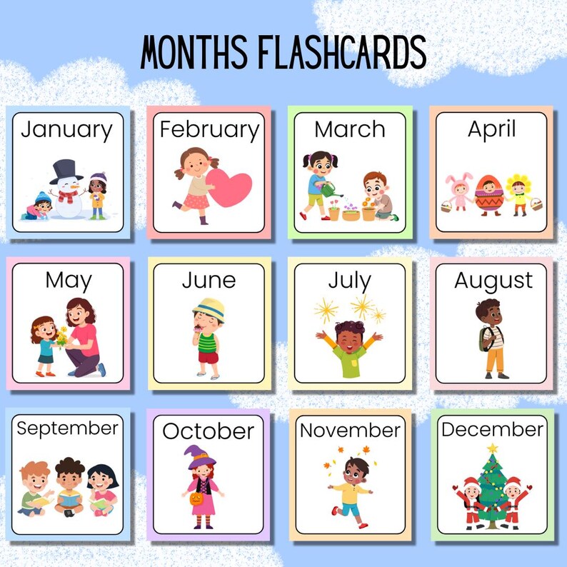 Flashcards Bundle for Kids – Months, Weeks, Weather & Seasons ...