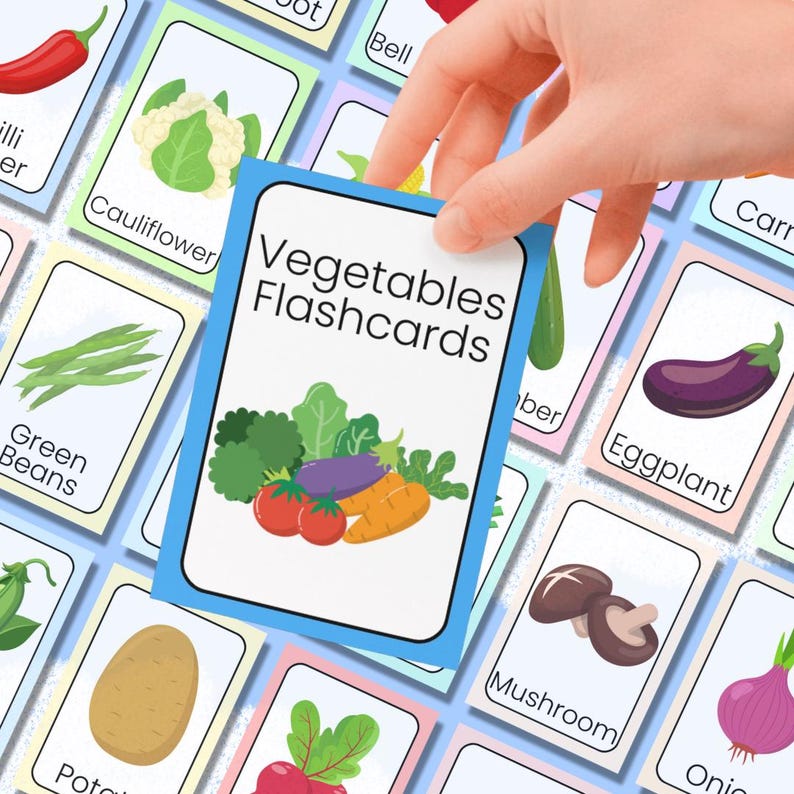 Vegetables Flashcards for Kids – Printable Learning Cards, Digital ...