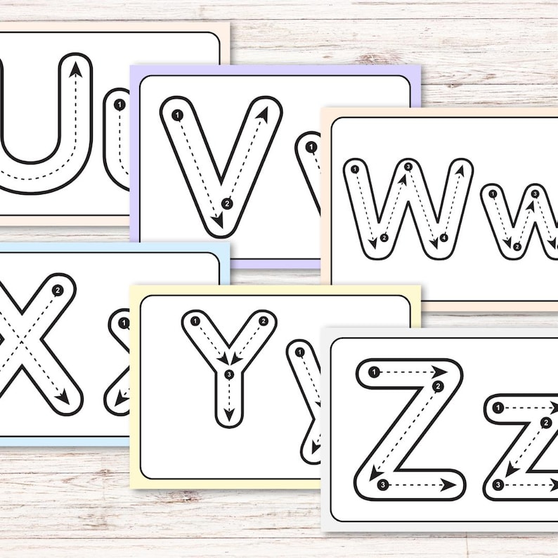 Alphabet Tracing Cards, Printable Preschool Writing Activity, Learn to ...