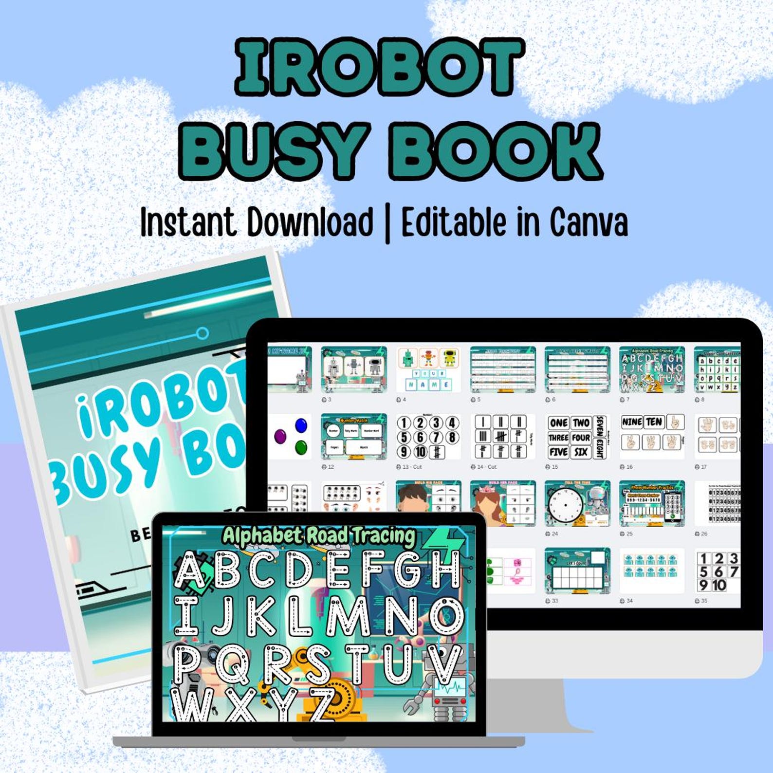Irobot Theme Busy Book | Busy Book for Kids | Robot Busy Book ...