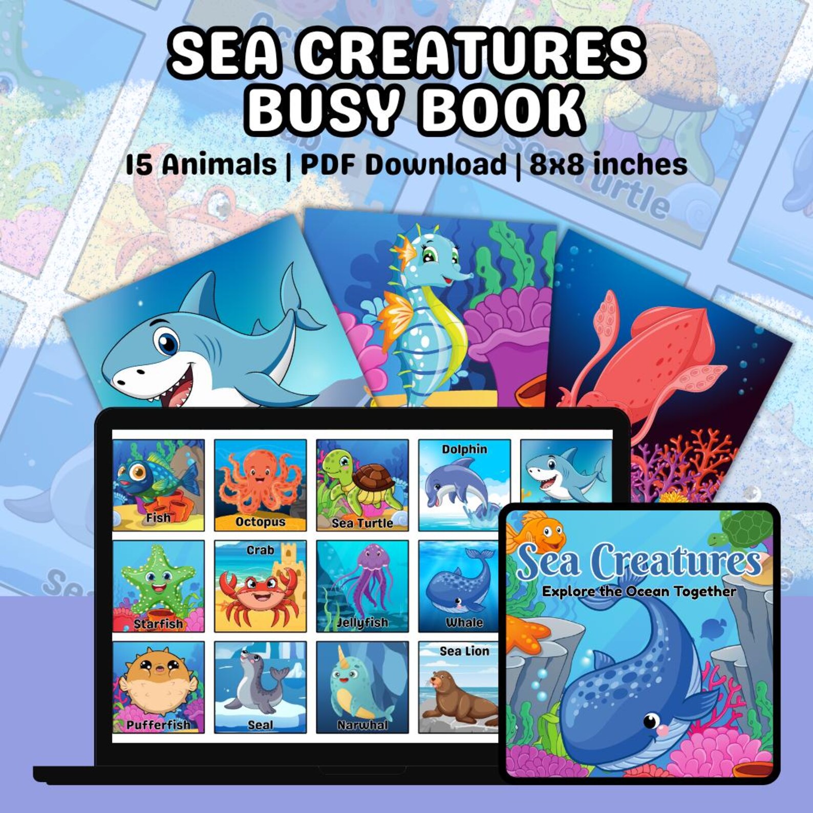 Sea Creatures Busy Board Book – Toddler Learning Book With Animal Names ...
