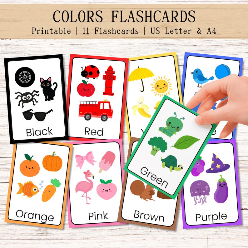 Colors Flashcards for Kids – Printable Learning Cards, Preschool ...