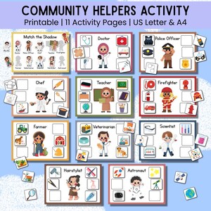 Community Helpers Preschool Matching Activity, Professions Printable ...
