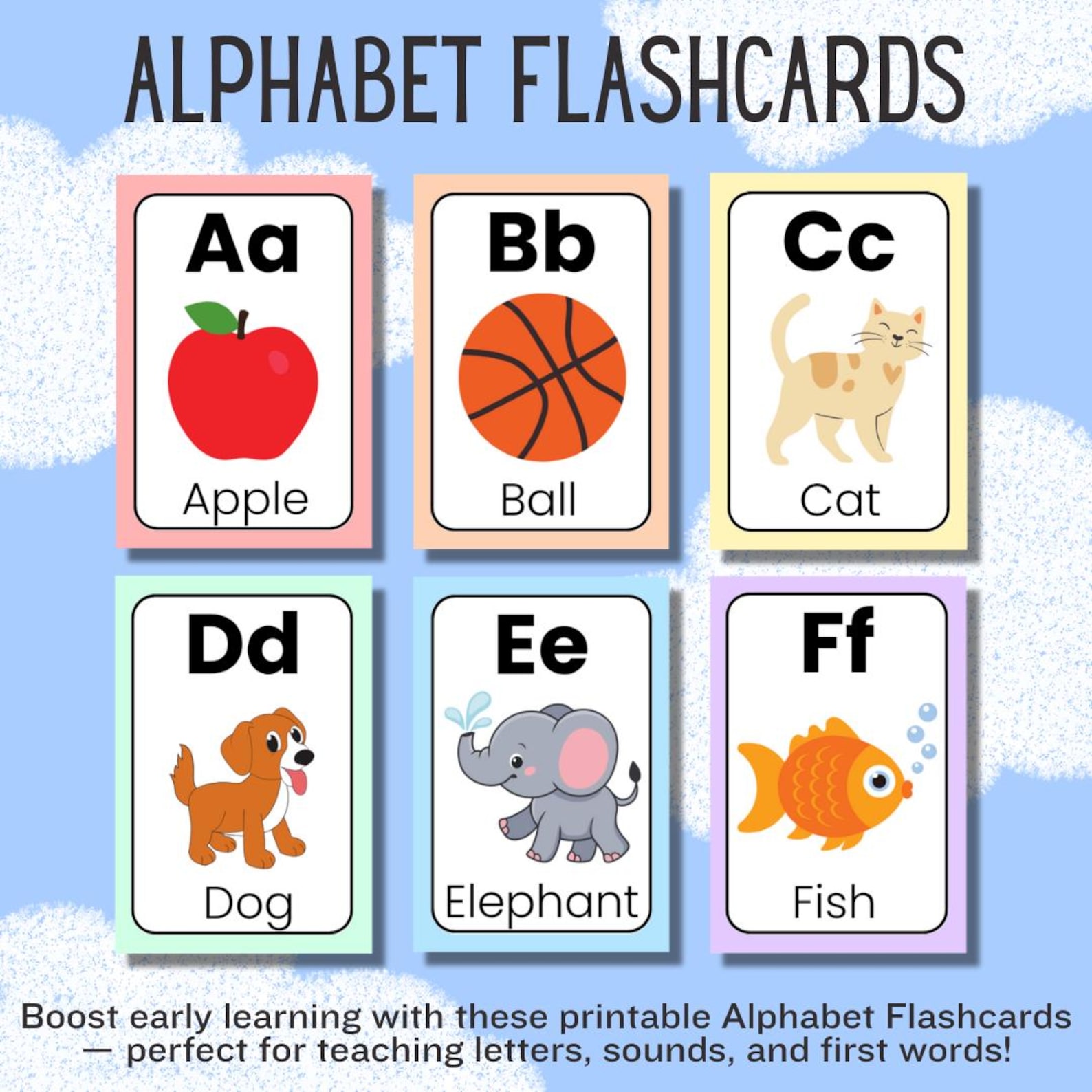 Alphabet Flashcards for Kids – Printable ABC Learning Cards, Digital ...