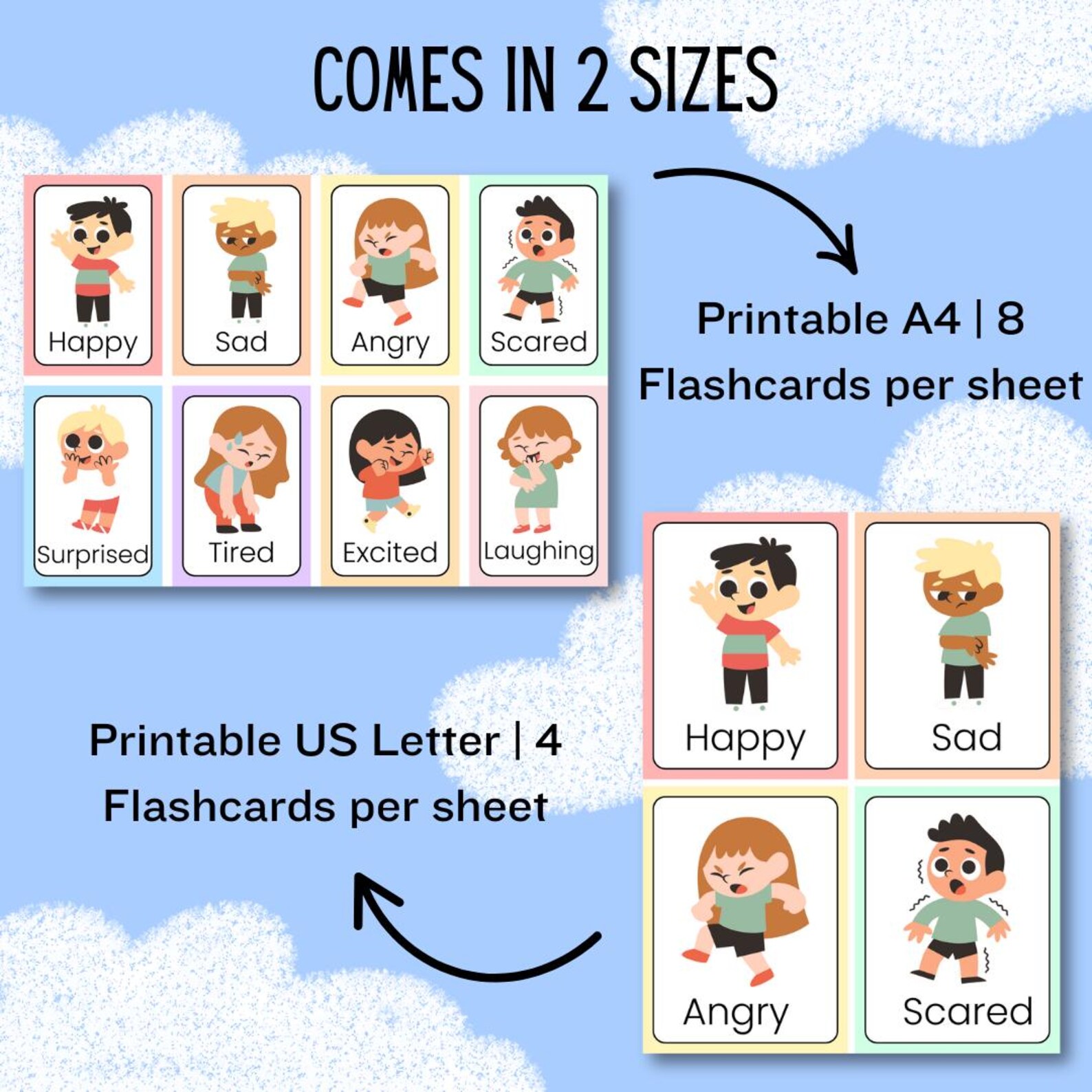 Emotions Flashcards for Kids – Printable Feelings Learning Cards ...