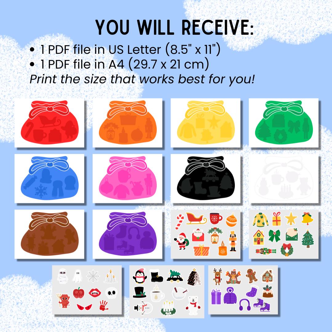 Christmas Color Matching Activity for Kids, Montessori Materials ...