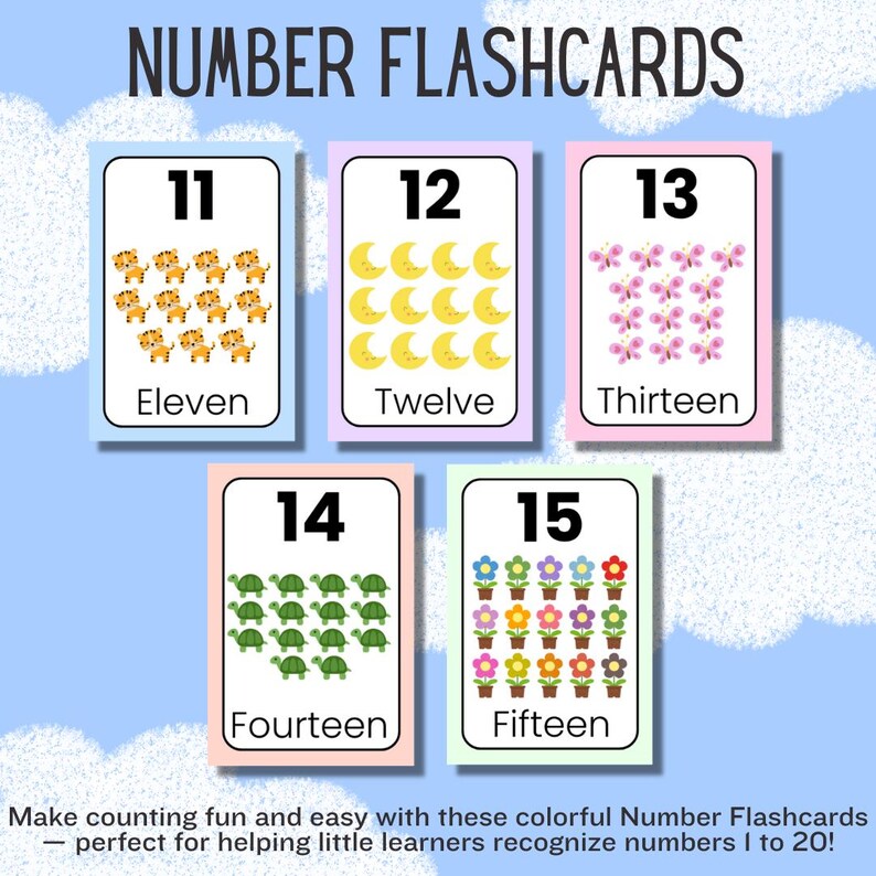 Number Flashcards 1–20 for Kids – Toddler & Preschool Counting Activity ...