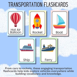 Transportation Flashcards: Vehicle Learning for Toddlers – Printable ...