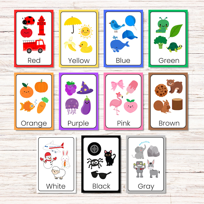 Colors Flashcards for Kids – Printable Learning Cards, Preschool ...