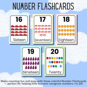Number Flashcards 1-20 Toddlers & Preschool | Educational Cards ...