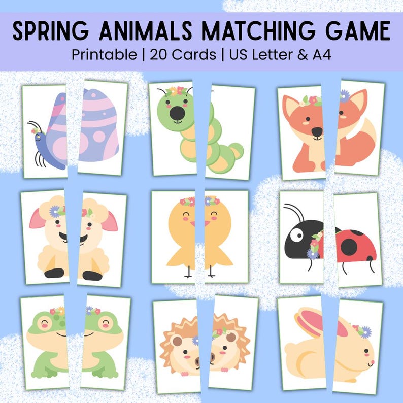 Spring Matching Game, Spring Printable Games, Spring Puzzles for Kids ...