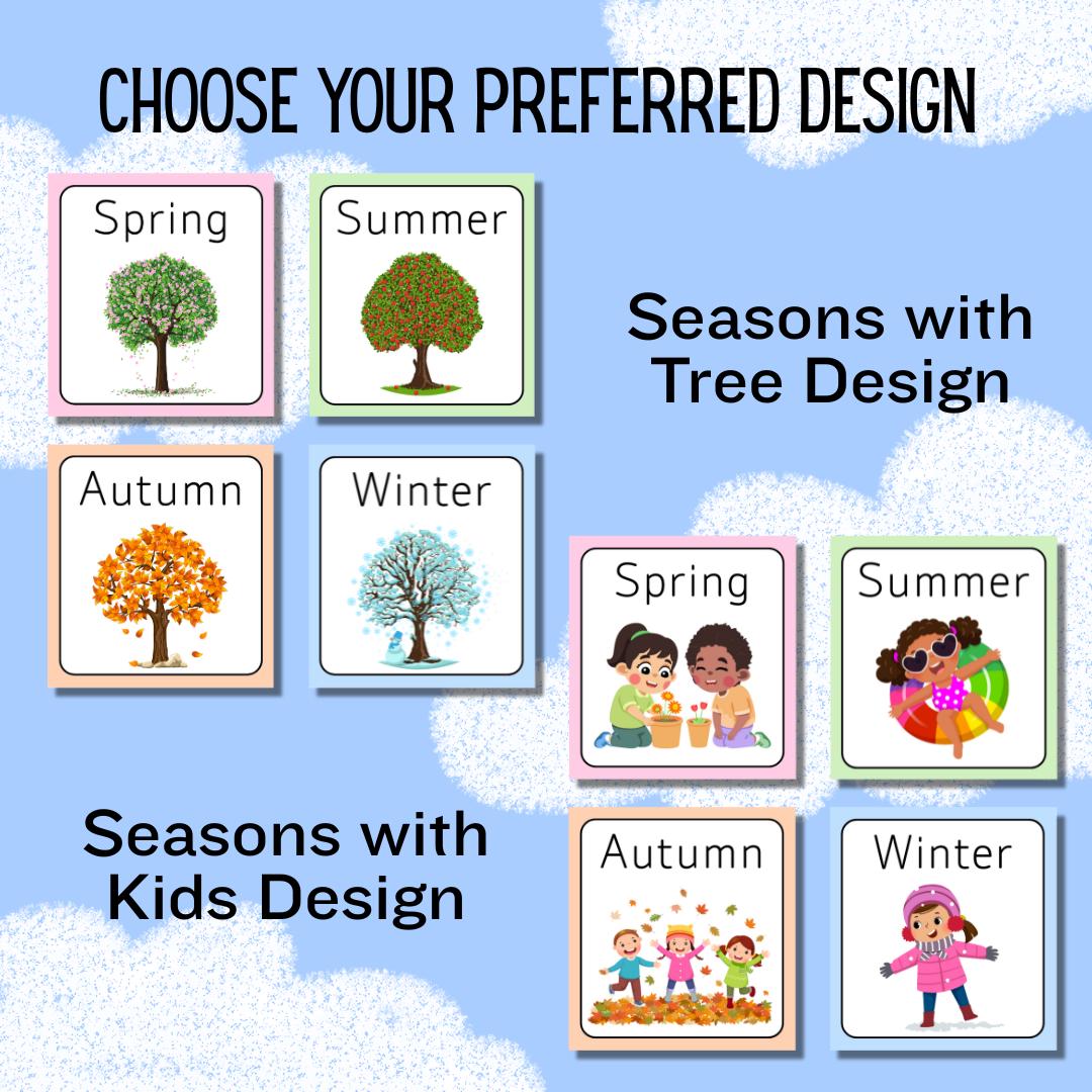 Seasons Flashcards for Kids – Spring, Summer, Autumn and Winter ...