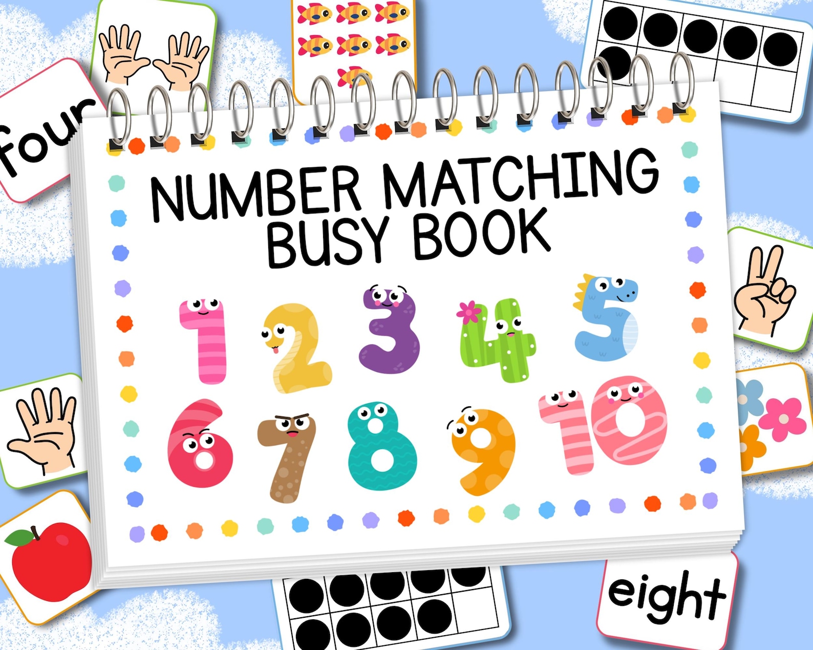 Number Matching Busy Book, Printable Matching Activity Preschool ...