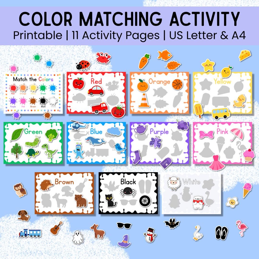 Color Matching Busy Book, Printable Matching Activity Preschool ...