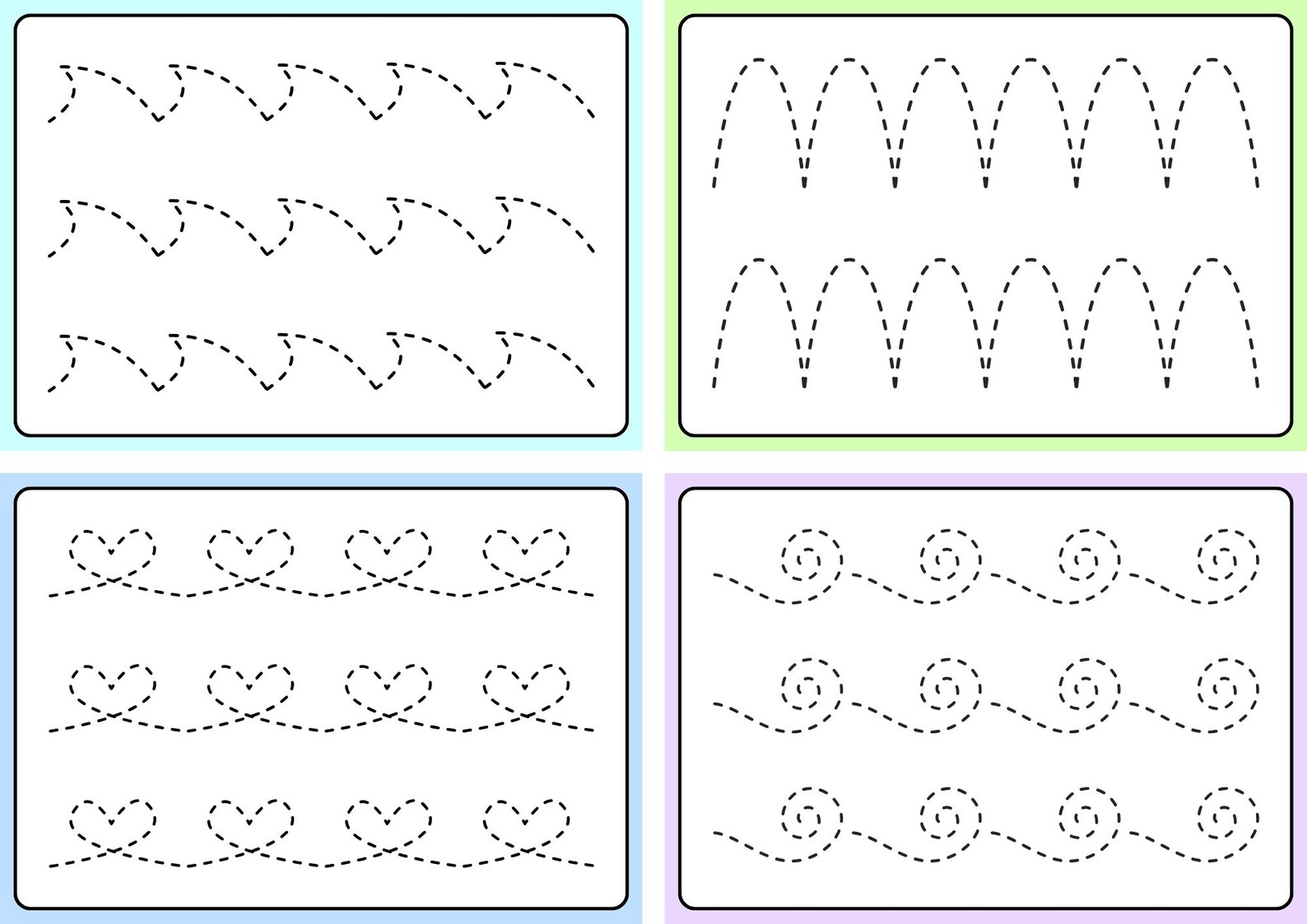 Preschool Line Tracing Cards, Kindergarten Tracing Practice, 30 ...
