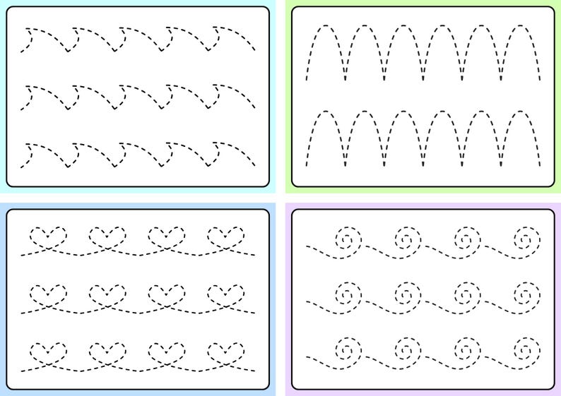 Preschool Line Tracing Cards, Kindergarten Tracing Practice, 30 ...