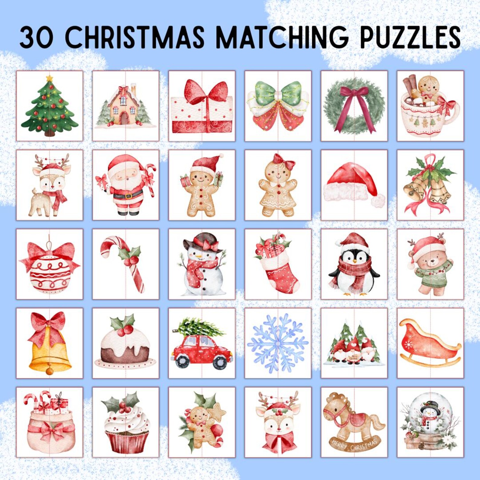 Christmas Matching Game, Christmas Printable Games, Christmas Puzzle ...