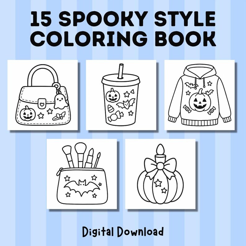 Spooky Style Coloring Book, Cute Halloween Aesthetic Coloring Pages ...