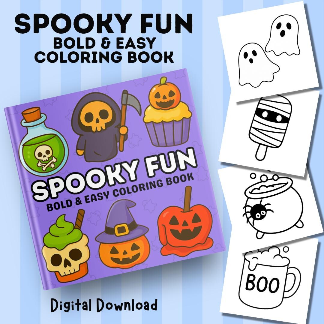 Spooky Fun Coloring Book – Simple Halloween Coloring Pages, Printable ...