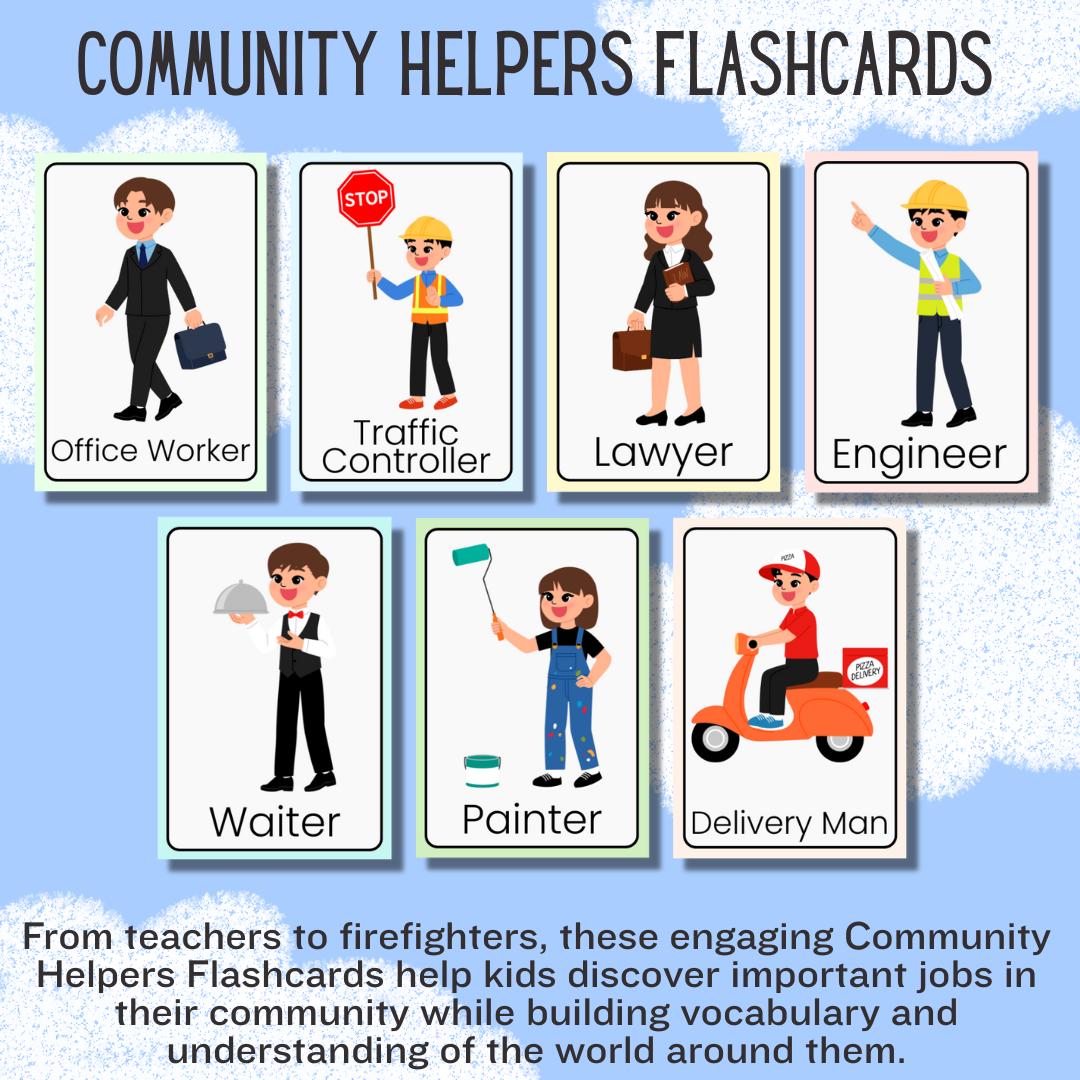 Community Helpers Flashcards for Kids – Printable Professions Learning ...