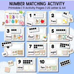 Number Matching Busy Book, Printable Matching Activity Preschool ...
