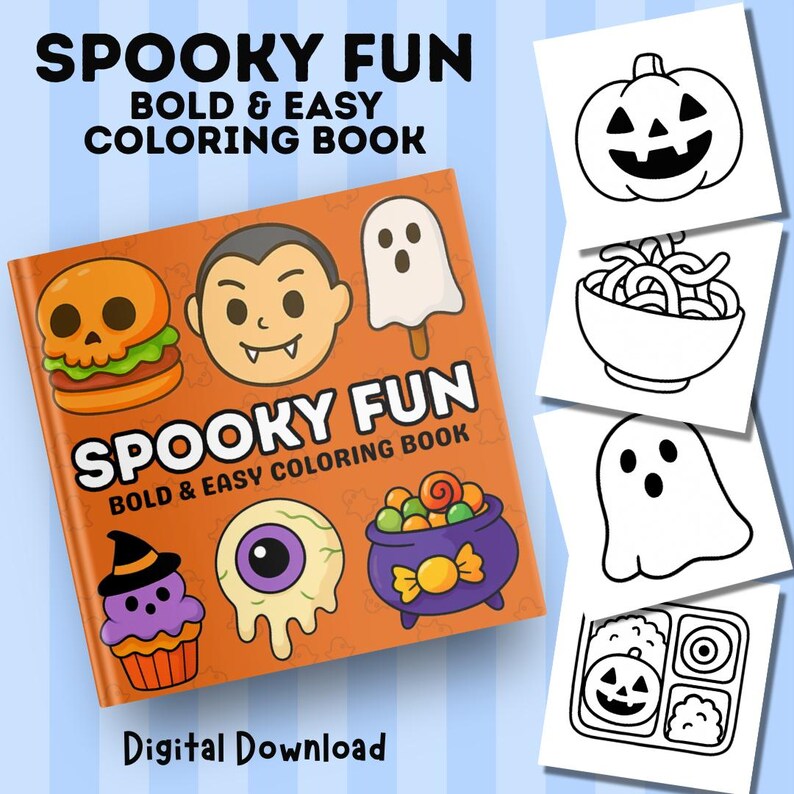 Spooky Fun Coloring Book – Simple Halloween Coloring Pages, Printable ...