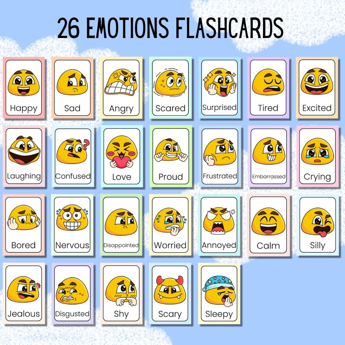 Emotions Flashcards for Kids – Printable Feelings Learning Cards ...