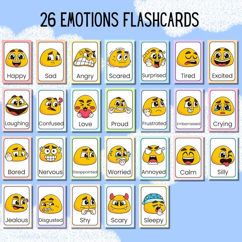 Emotions Flashcards for Kids – Printable Feelings Learning Cards ...