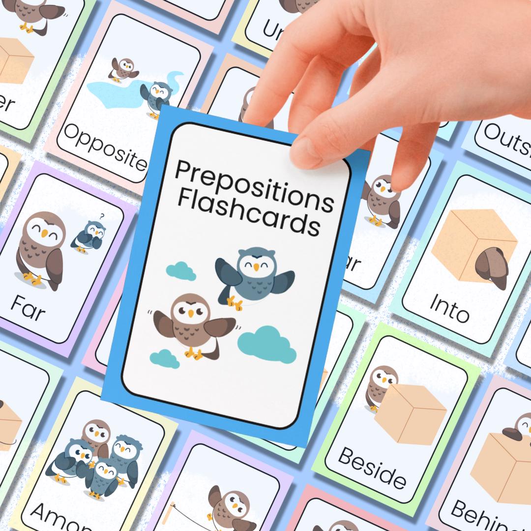Prepositions Flashcards for Kids – Printable Learning Cards, Digital ...