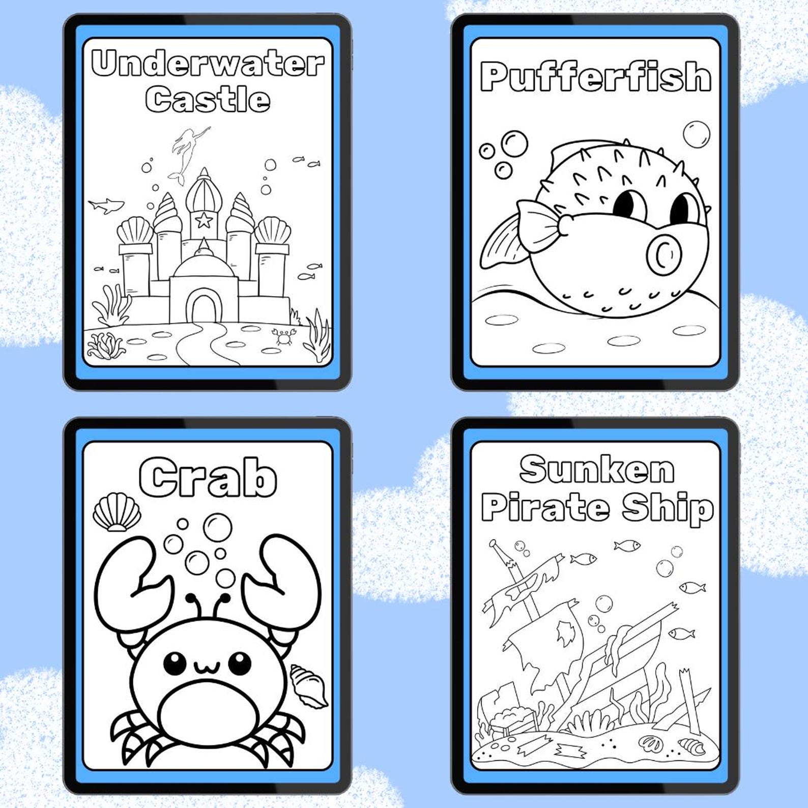 Ocean Wonders Coloring Book for Kids | 20 Coloring Pages | Ocean ...