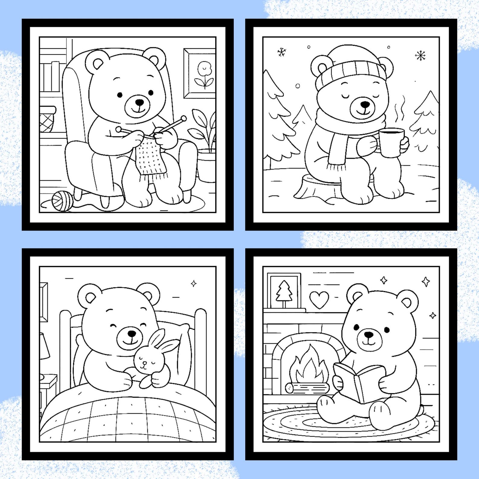 Cozy Bear Coloring Book | Cute and Comfy Coloring Book | 20 Adorable ...