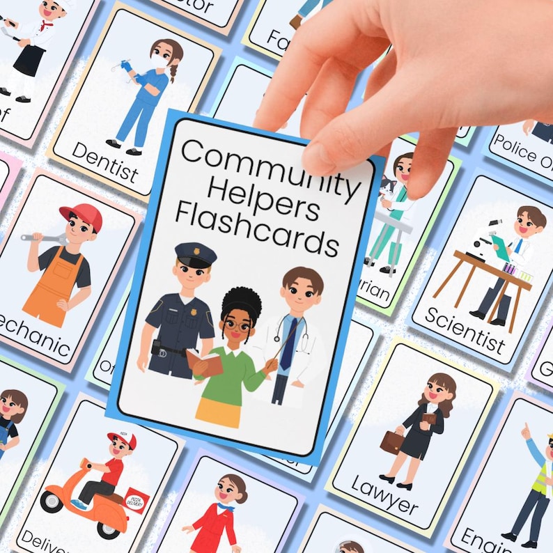 Community Helpers Flashcards for Kids – Printable Professions Learning ...