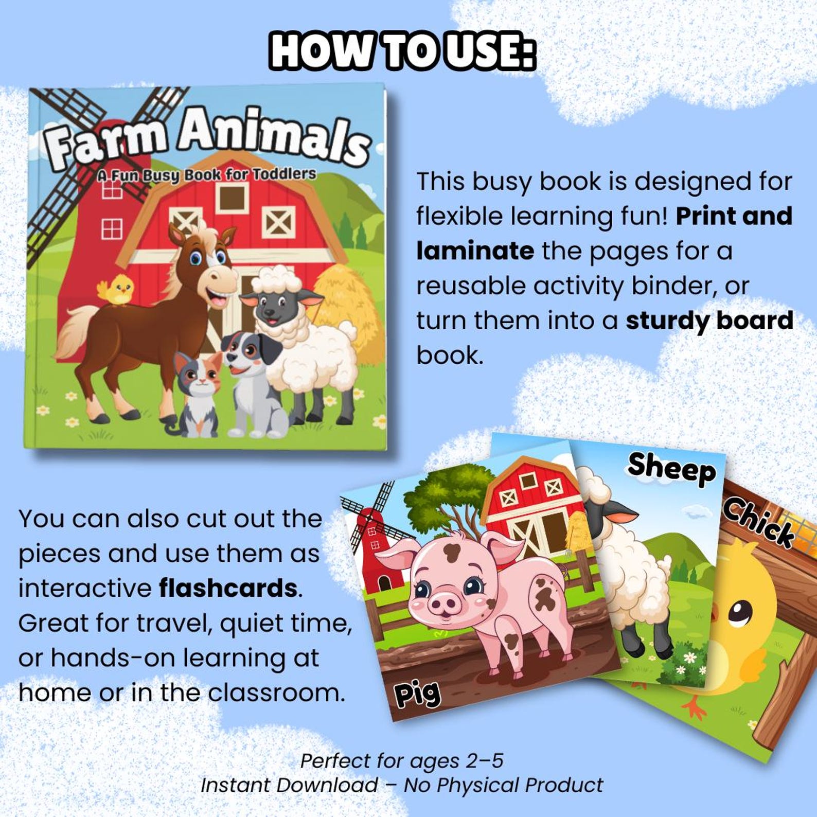 Farm Animals Busy Board Book – Toddler Learning Book With Animal Names ...