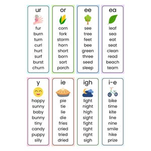 Phonics Flashcards – Vowel Teams, R-controlled, Diphthongs, Long ...