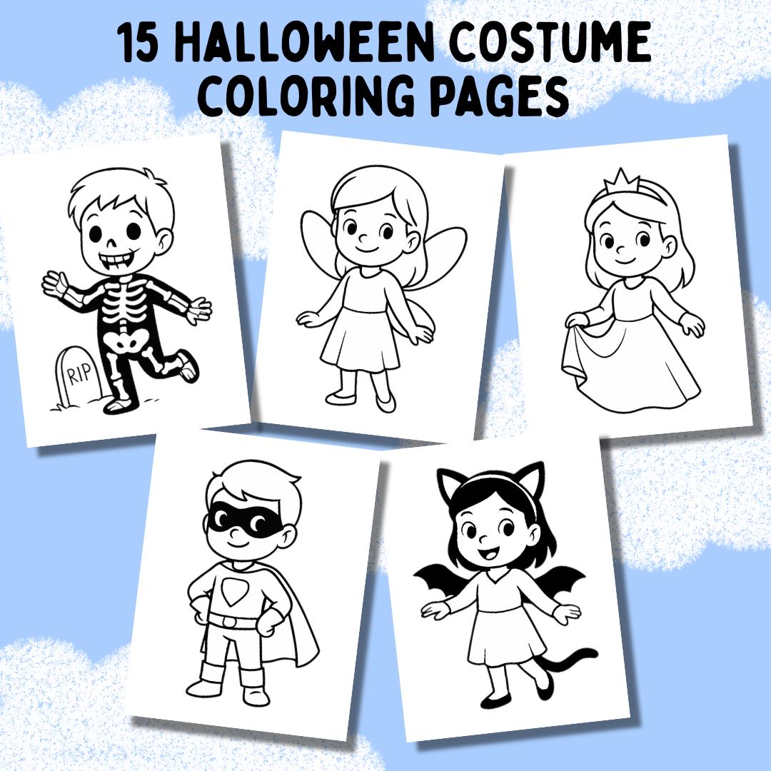 Halloween Kids Costume Coloring Book – Kids Halloween Characters & Cute ...