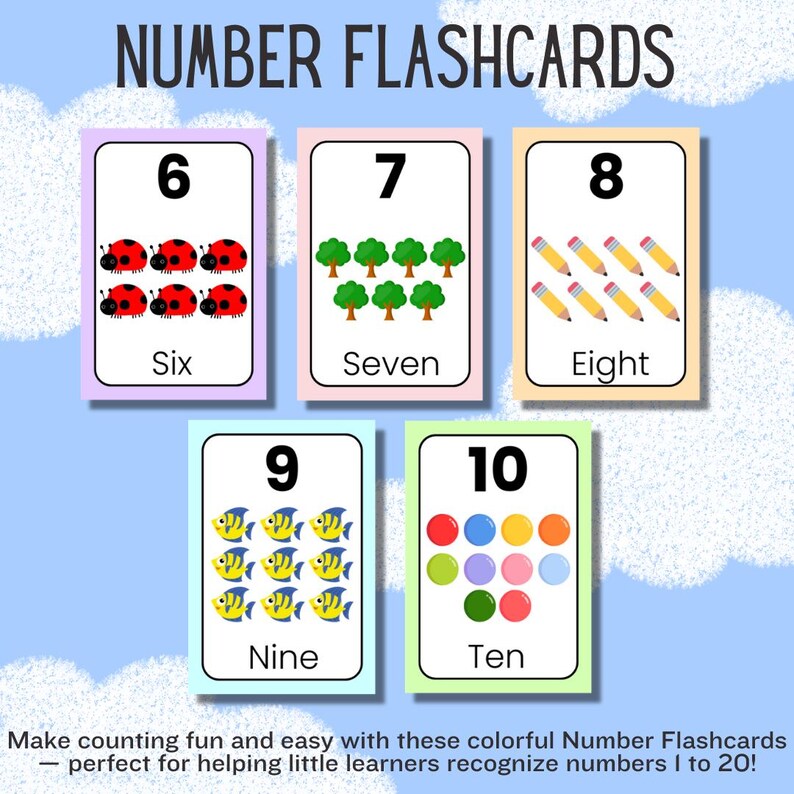 Number Flashcards 1–20 for Kids – Toddler & Preschool Counting Activity ...