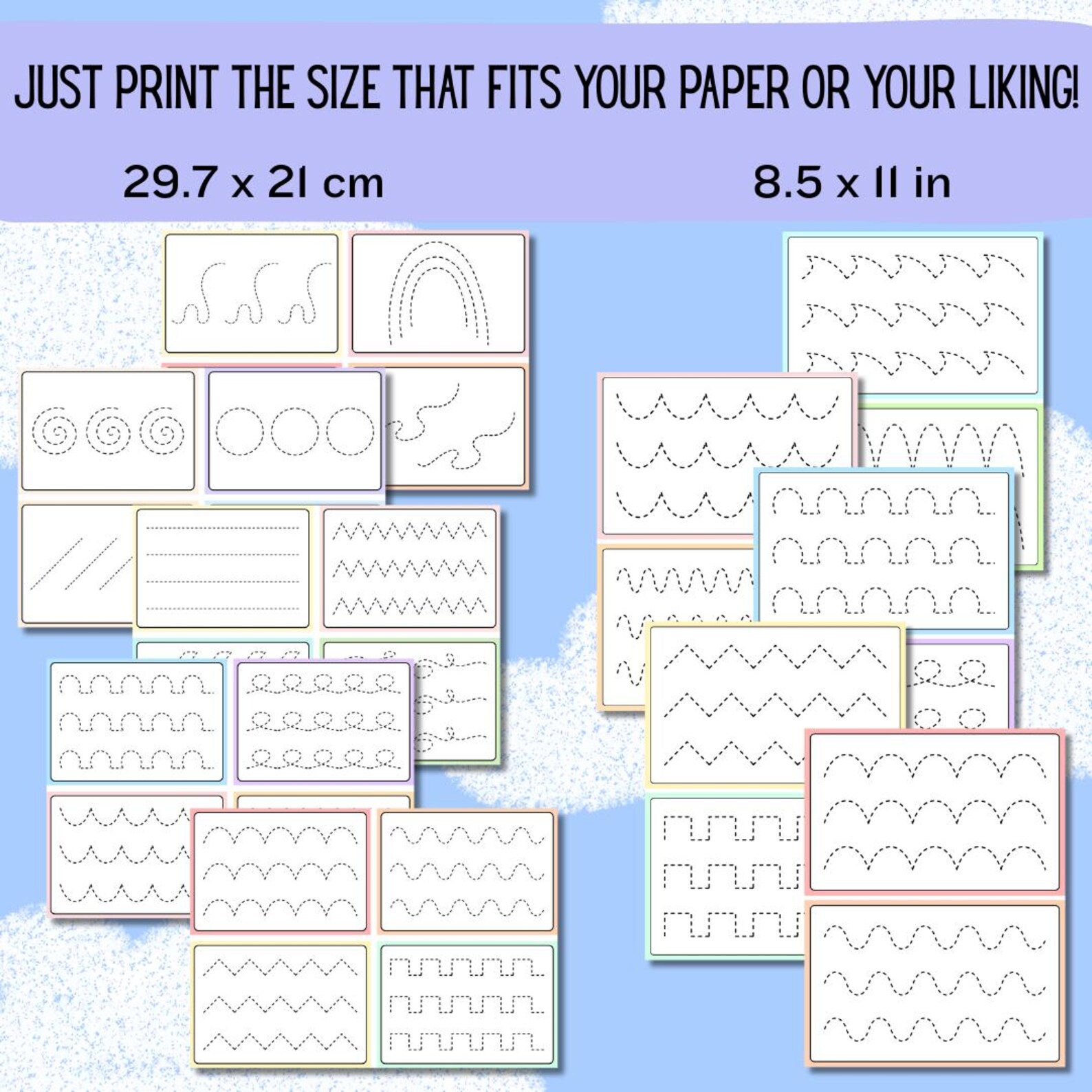 Preschool Line Tracing Cards, Kindergarten Tracing Practice, 30 ...