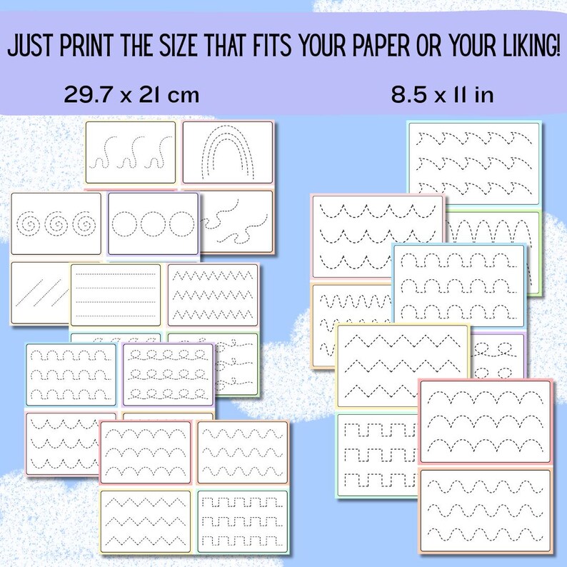 Preschool Line Tracing Cards, Kindergarten Tracing Practice, 30 ...
