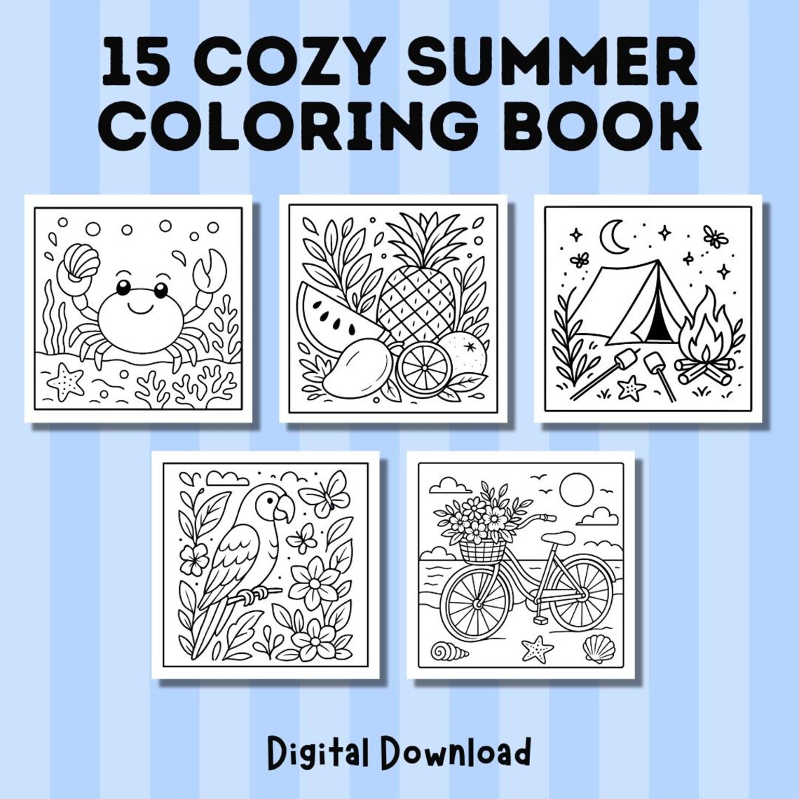 Cozy Summer Coloring Pages – Relaxing Summer Illustrations, Printable ...