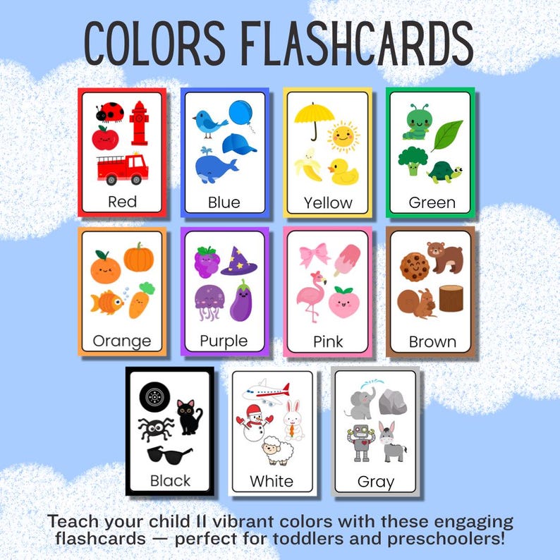 Colors Flashcards for Kids – Printable Learning Cards, Preschool ...