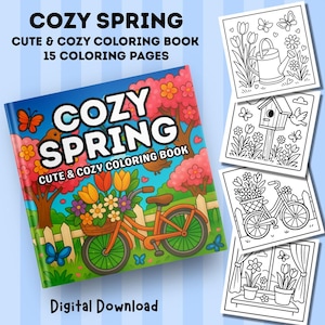Cozy Spring Coloring Pages – Relaxing Spring Scenes, Printable Spring ...