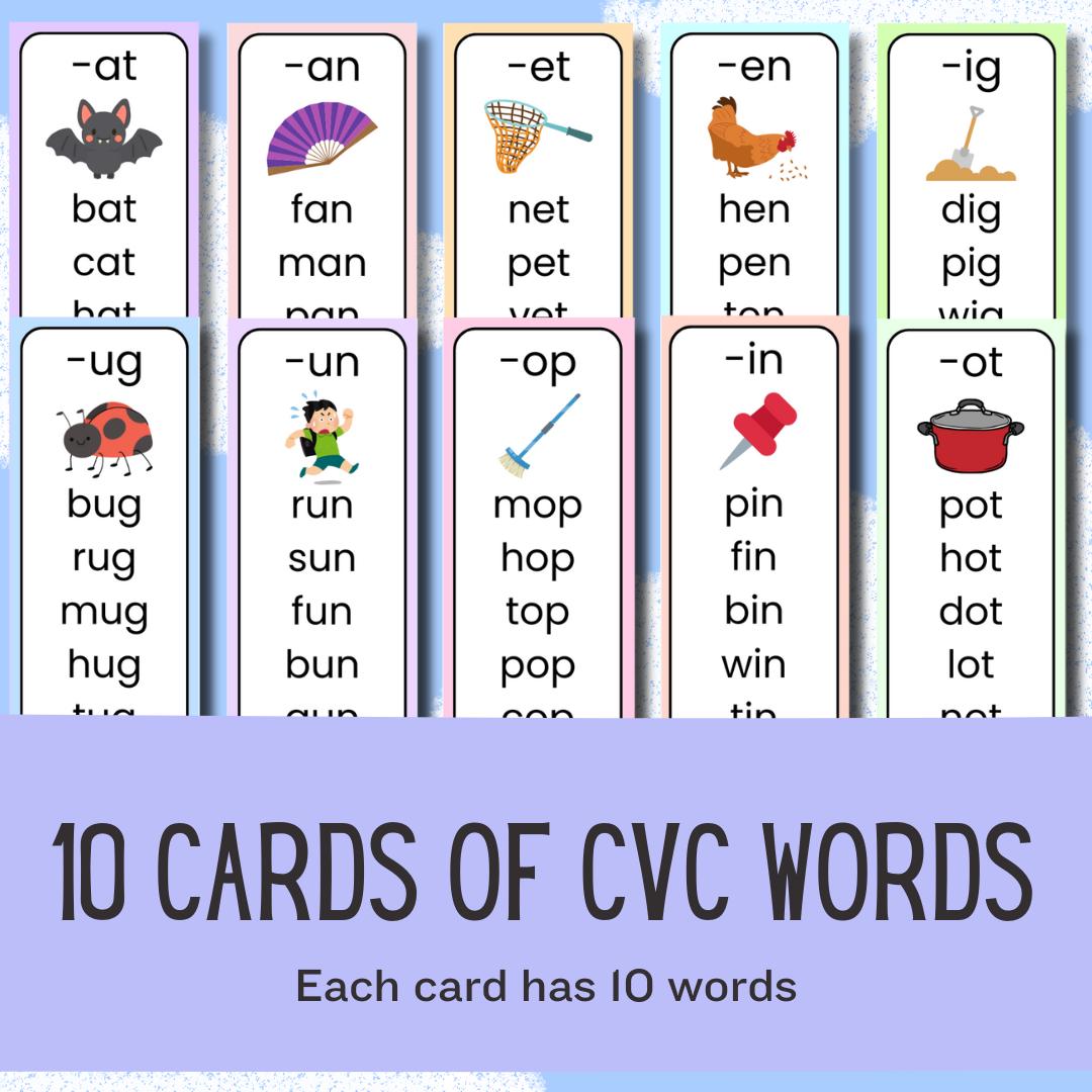 Printable Phonics Flashcards for Kids – Cvc, Ccvc and Cvcc Words ...